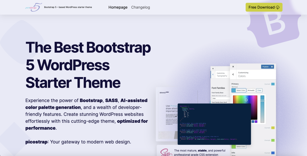 Introducing picostrap v3: Browser based SASS, Bootstrap 5.3, AI-assisted color palette ...