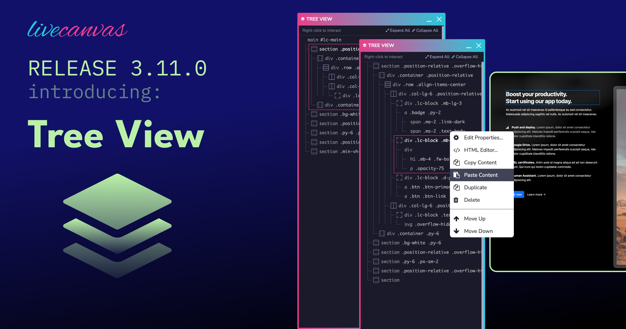 LiveCanvas 3.11: the Tree View - LiveCanvas